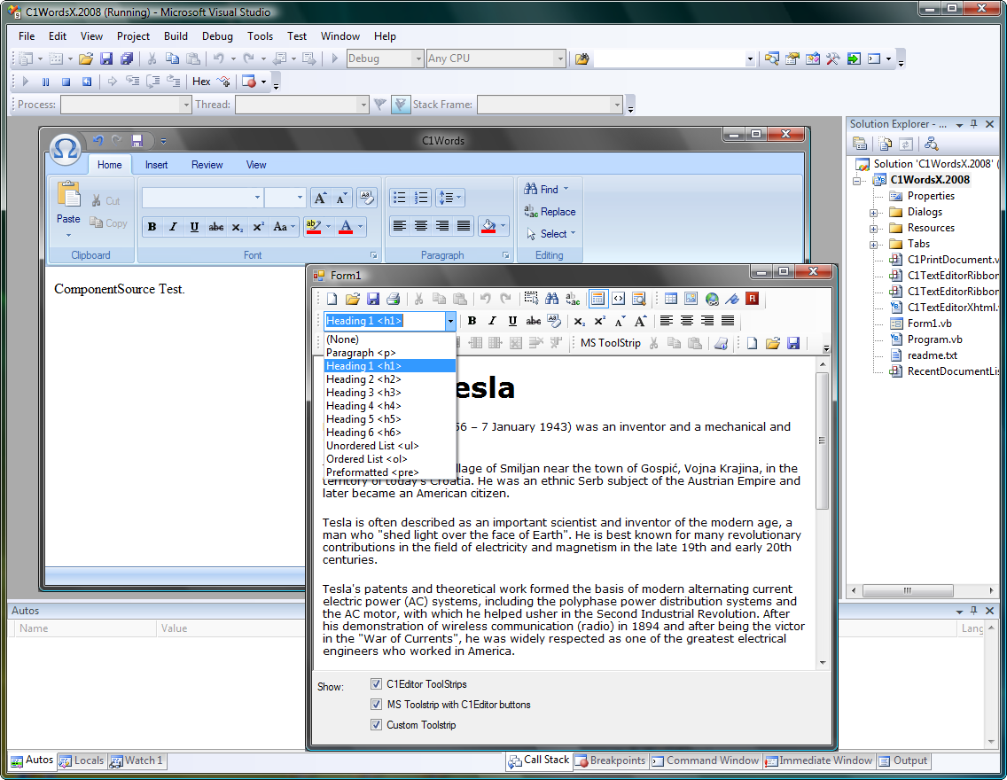 C1 Editor for WinForms new Style Formatting dialog
