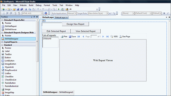 2. Show list of reports when page loads