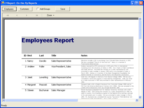 ComponentOne Reports for WinForms