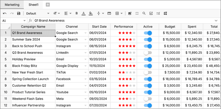 Jspreadsheet Pro