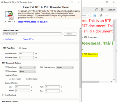 ExpertPDF RTF To PDF