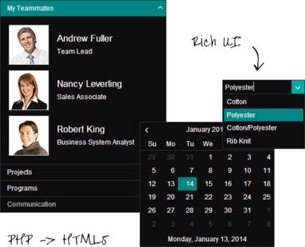 Kendo UI + Telerik UI for ASP.NET (MVC & Core), PHP, JSP