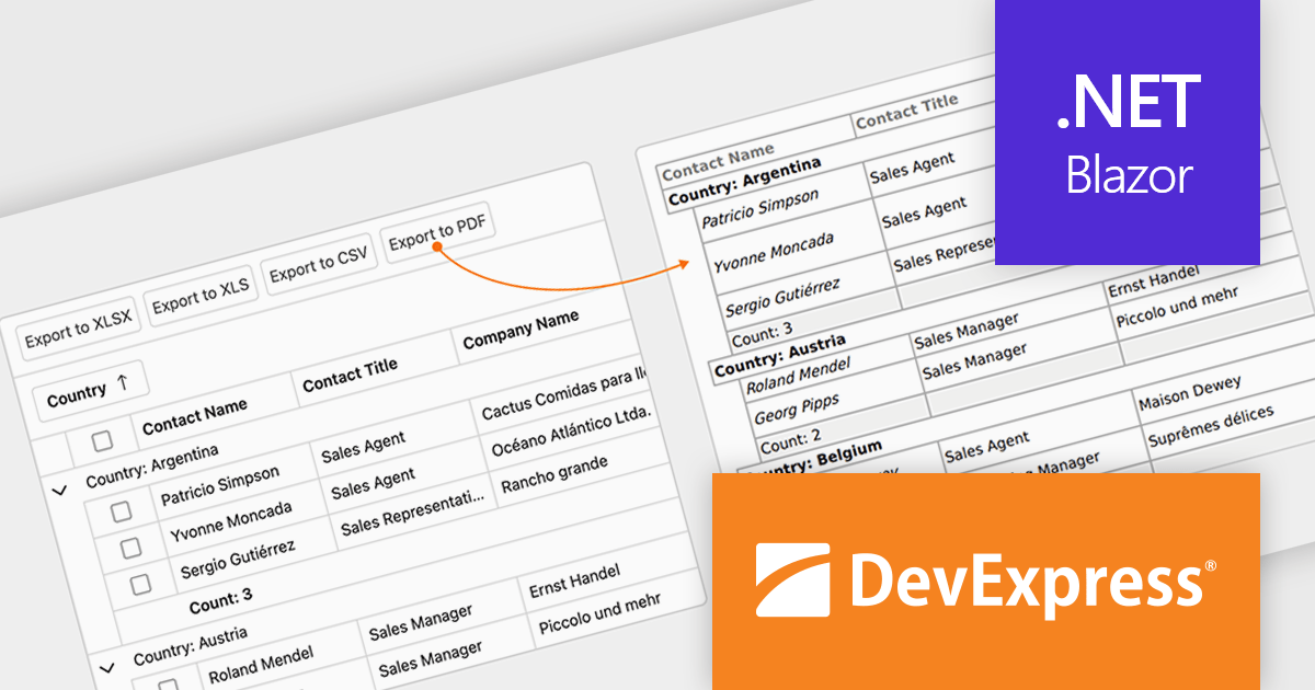 Blazor Gridデータをカスタムビューを使用してPDFにエクスポート