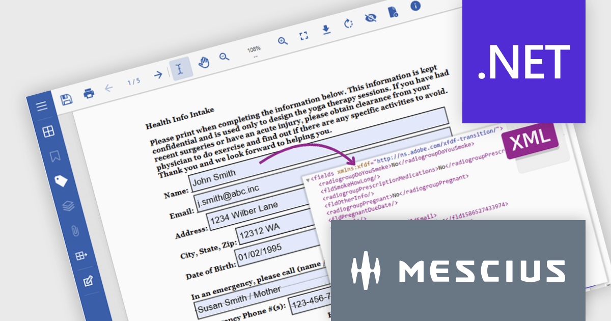 Extract PDF Form Data and Convert to XML using C#