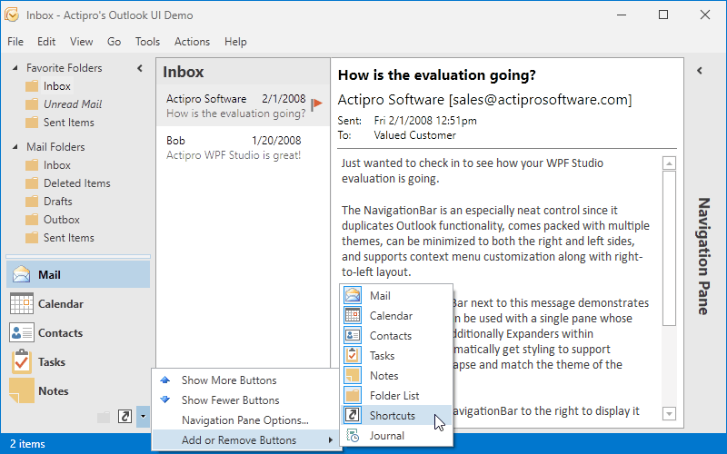 Actipro Navigation for WPF