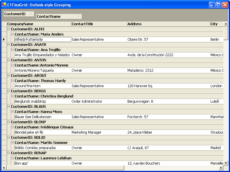 ComponentOne FlexGrid for WinForms