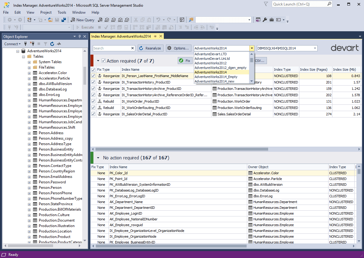 dbForge Index Manager