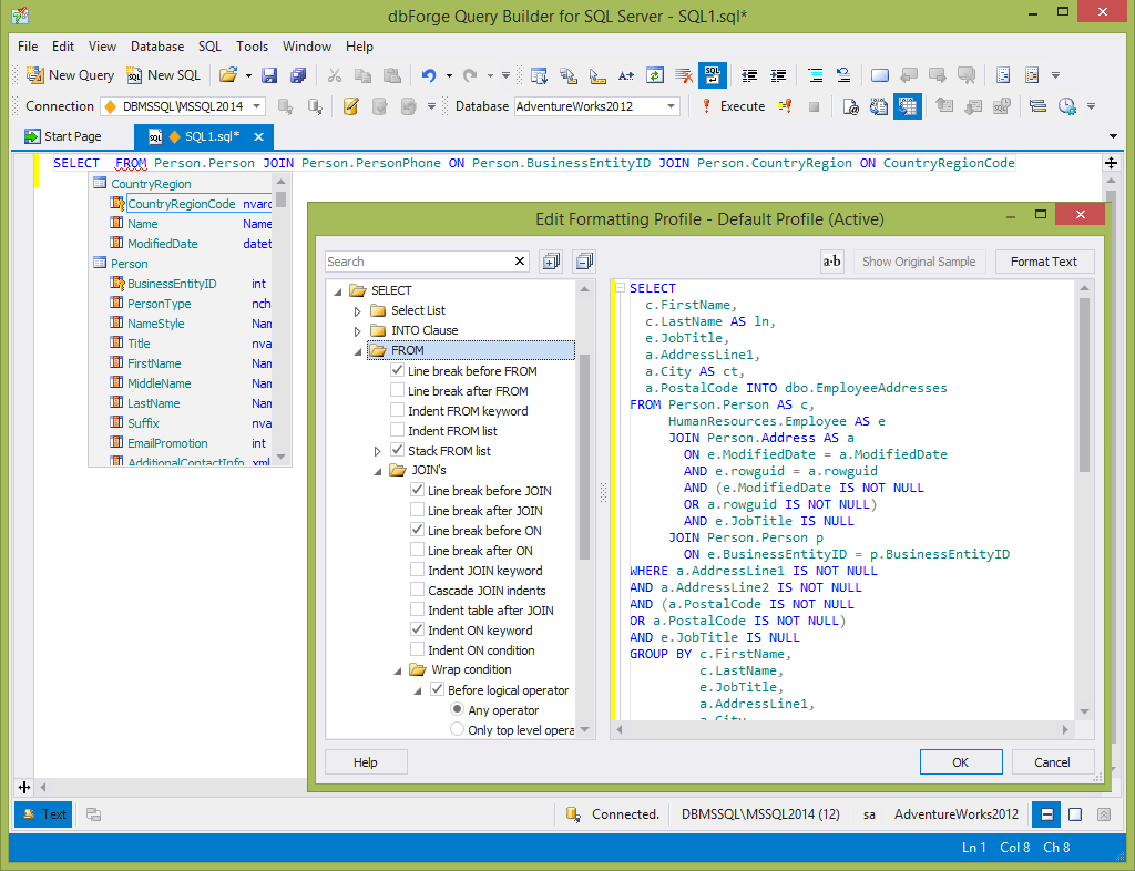 dbForge Query Builder for SQL Server