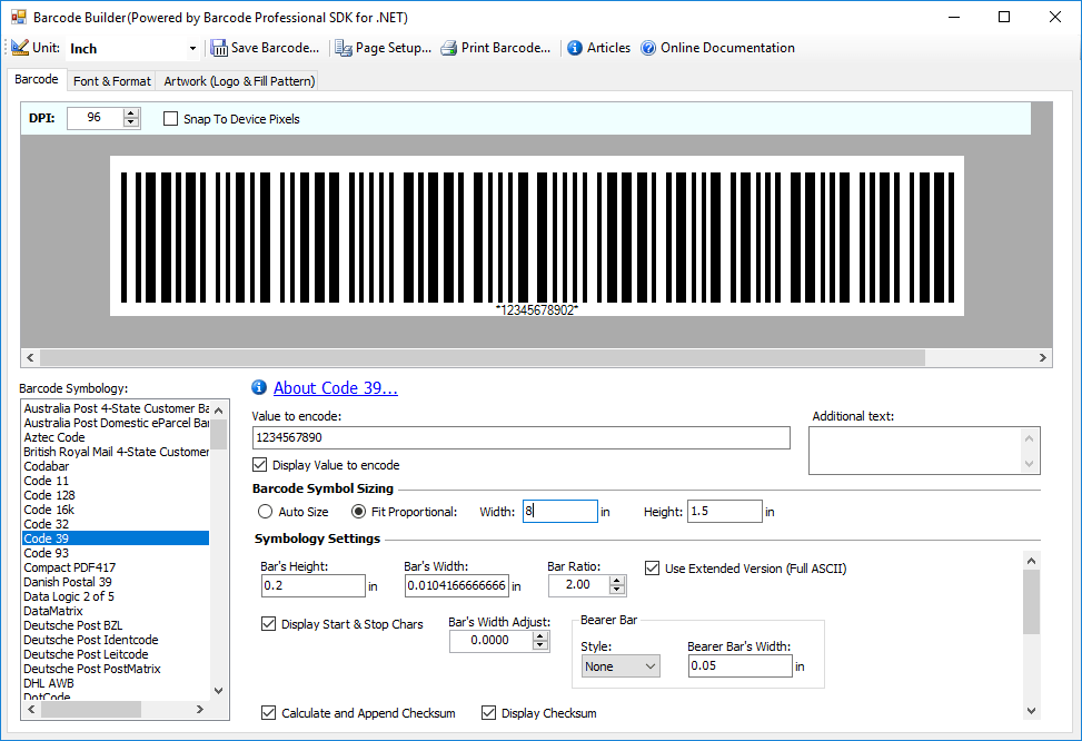 Neodynamic Barcode Professional SDK for .NET（英語版）