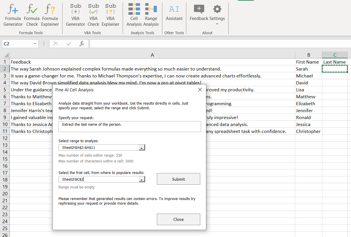 Pine AI Excel Add-In