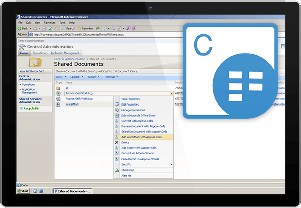 Buy Aspose.Cells for SharePoint
