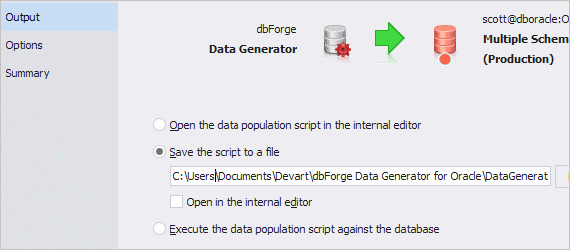 dbForge Data Generator for Oracle