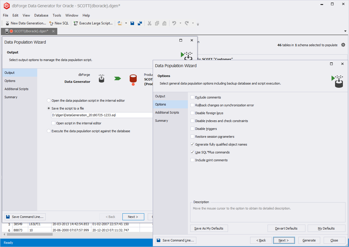 dbForge Data Generator for Oracle