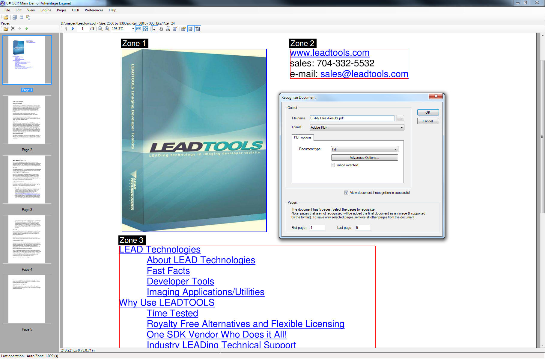 LEADTOOLS Recognition SDK