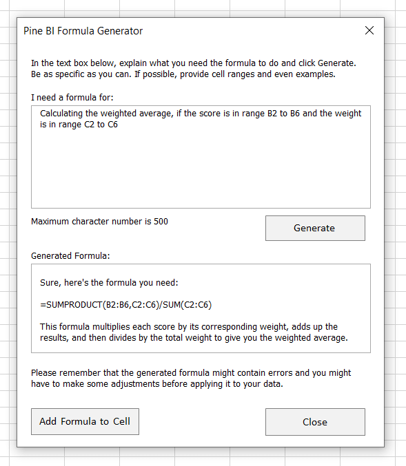 Pine AI Excel Add-In