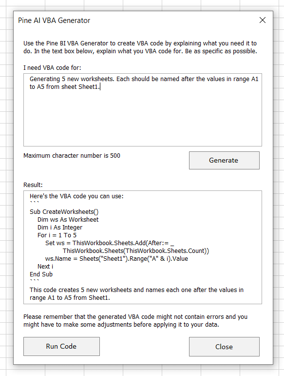 Pine AI Excel Add-In