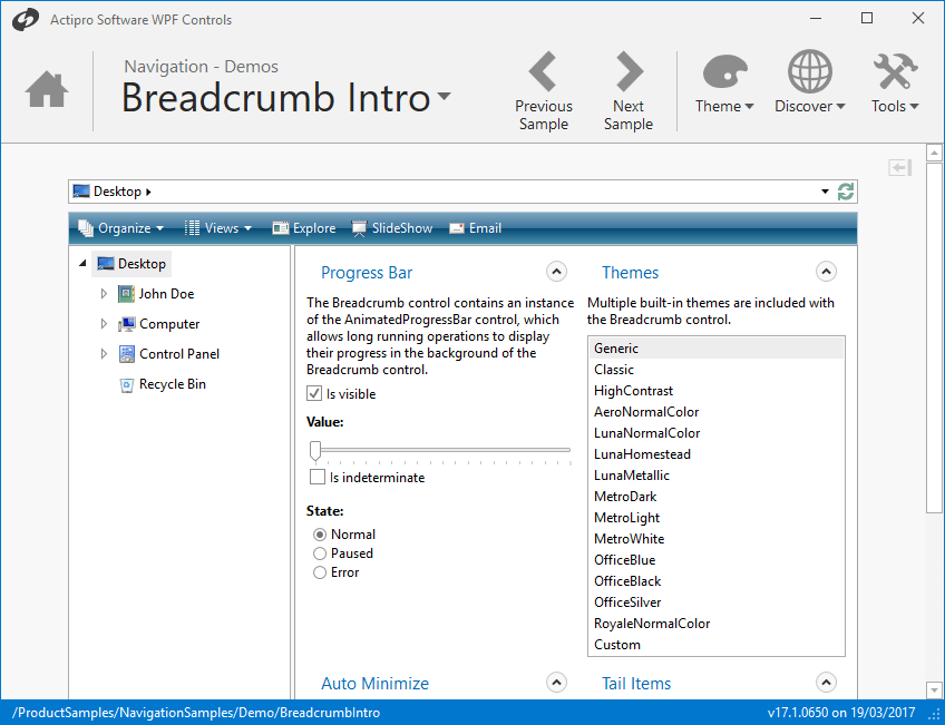 Actipro Navigation for WPF（英語版）