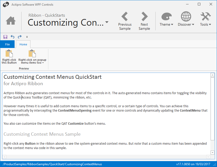 Actipro Ribbon For Wpf（英語版）