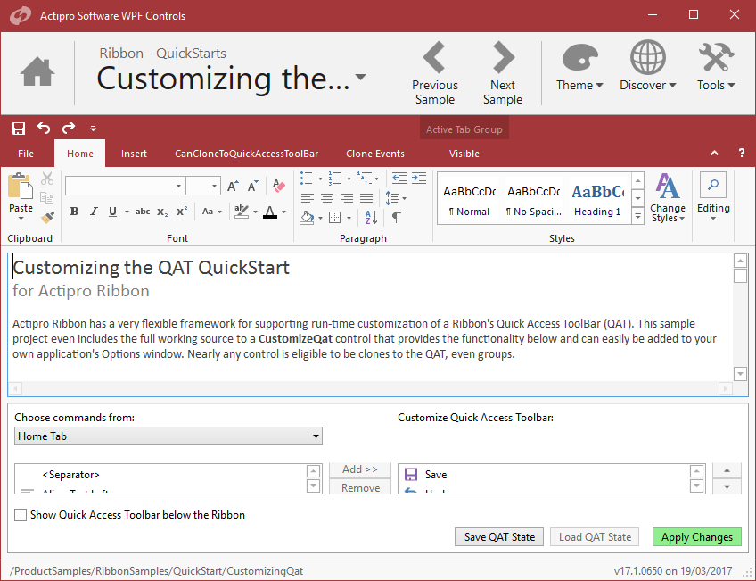 Actipro Ribbon For Wpf