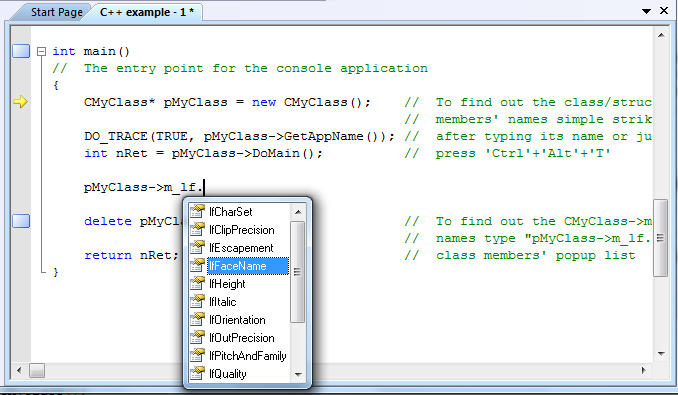 Edit control with IntelliSense and syntax highlighting.