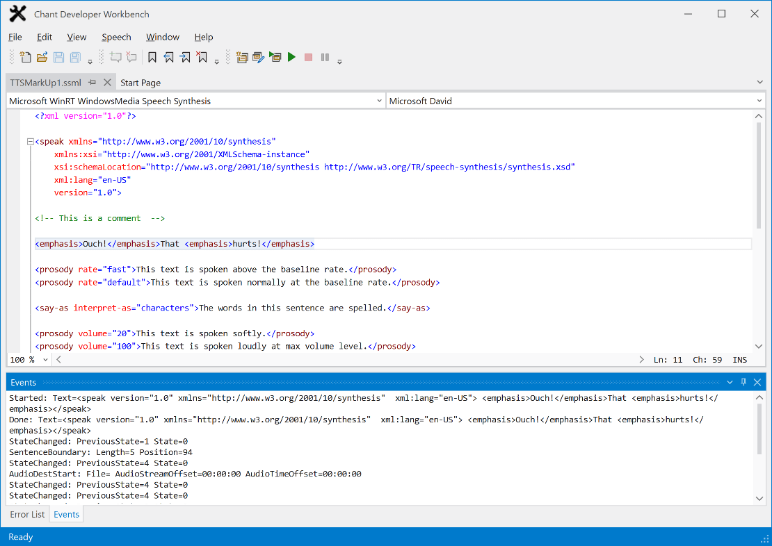 Chant Developer Workbench
