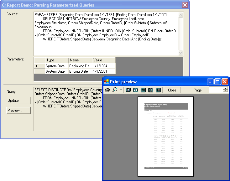 ComponentOne Reports for WinForms