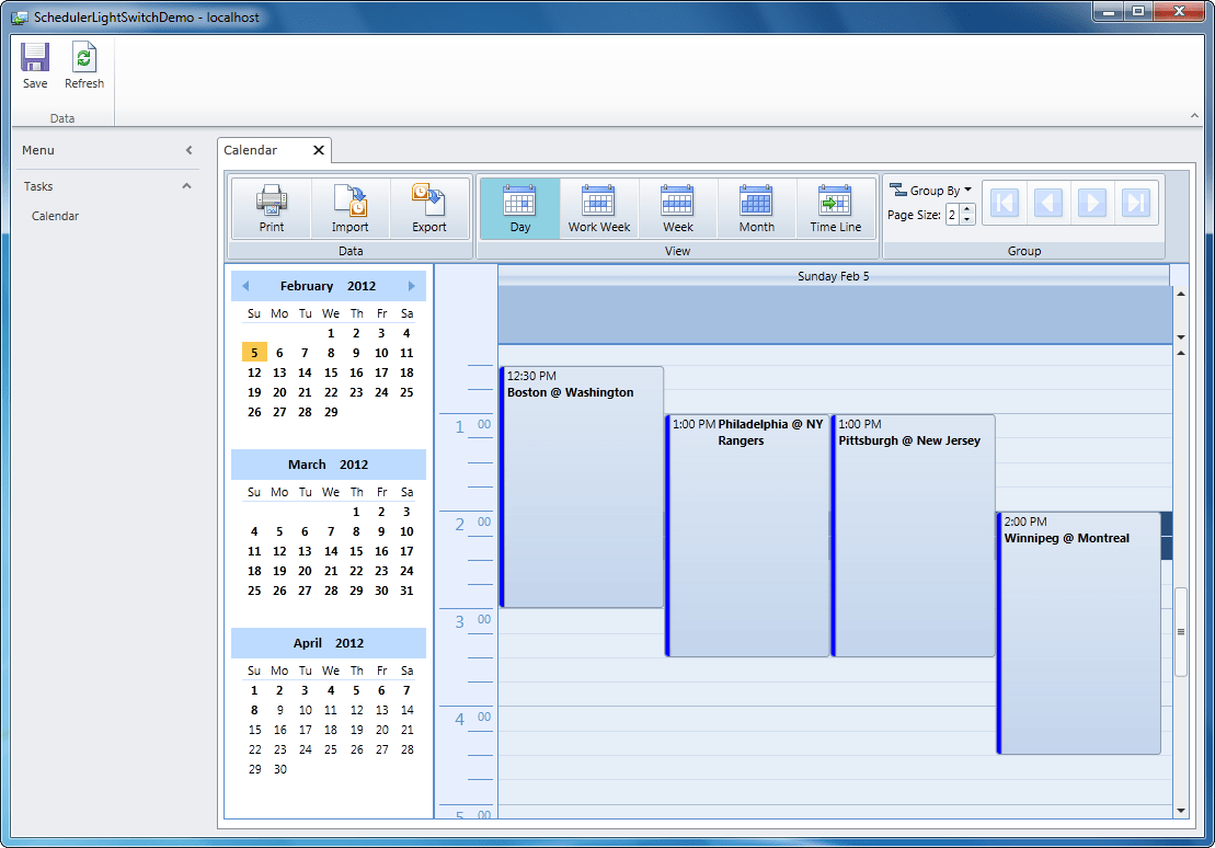 ComponentOne Scheduler for LightSwitch