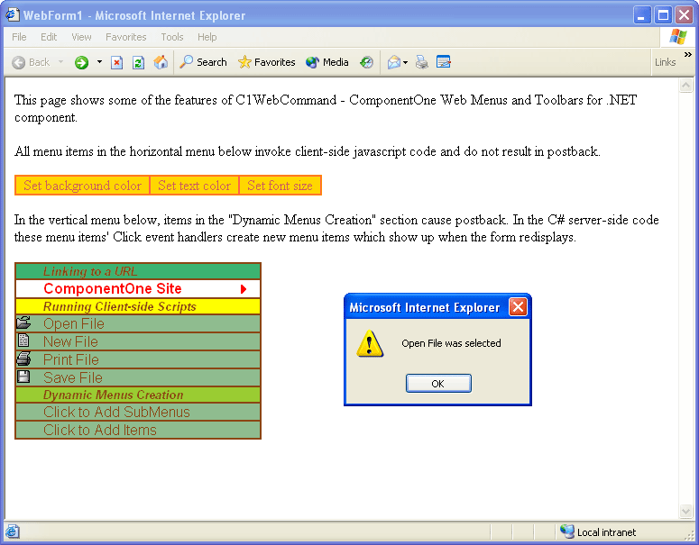 ComponentOne WebMenus and WebBars for ASP.NET（英語版）