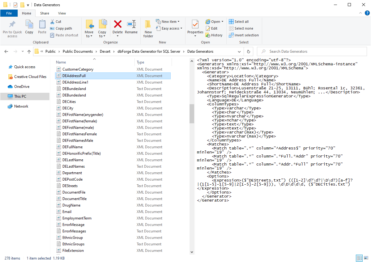 dbForge Data Generator for SQL Server