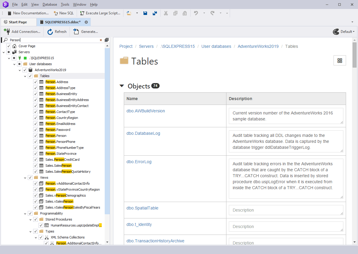 dbForge Documenter for SQL Server