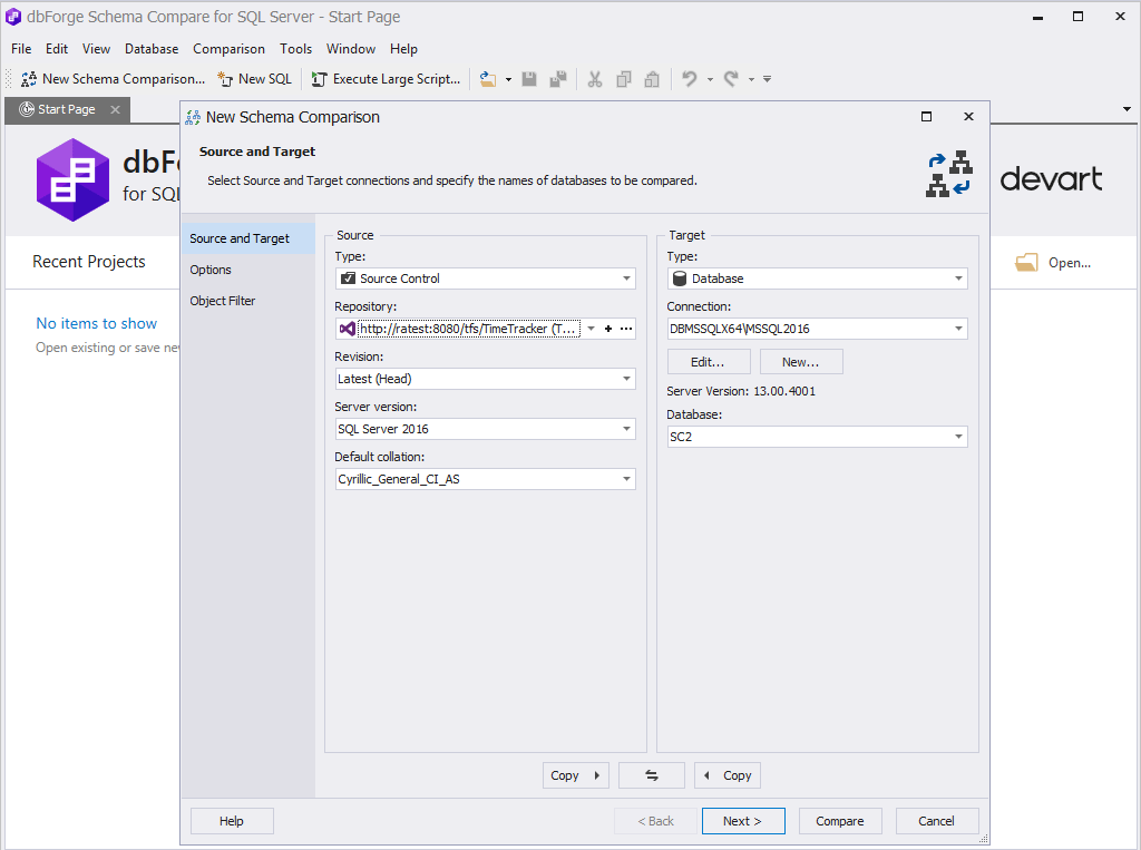dbForge Schema Compare for SQL Server