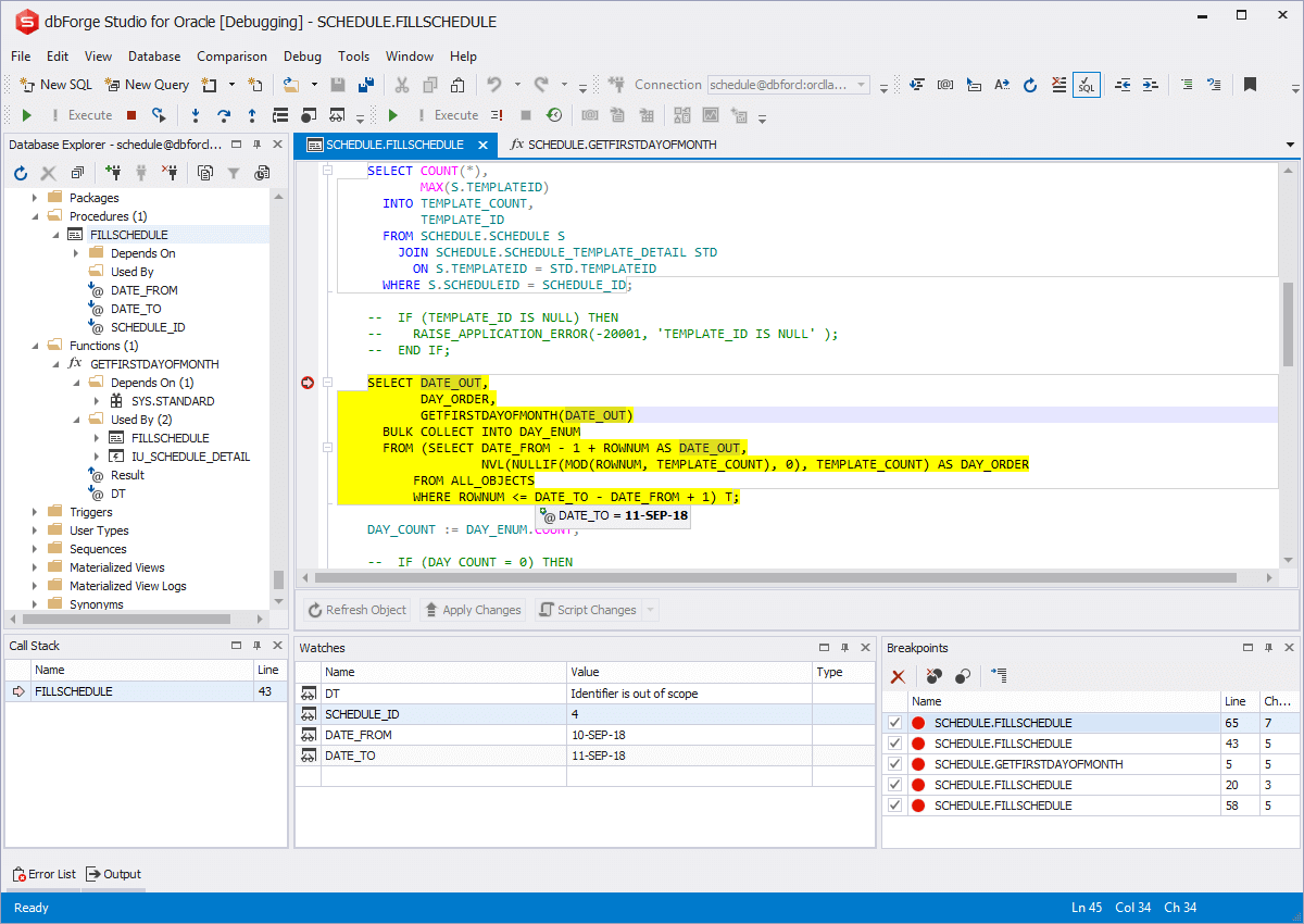 dbForge Studio for Oracle