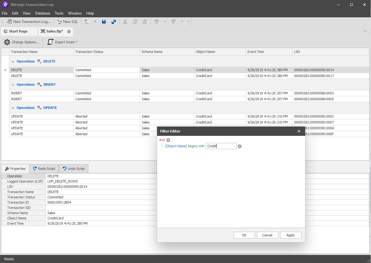 Dbforge Transaction Log（英語版）