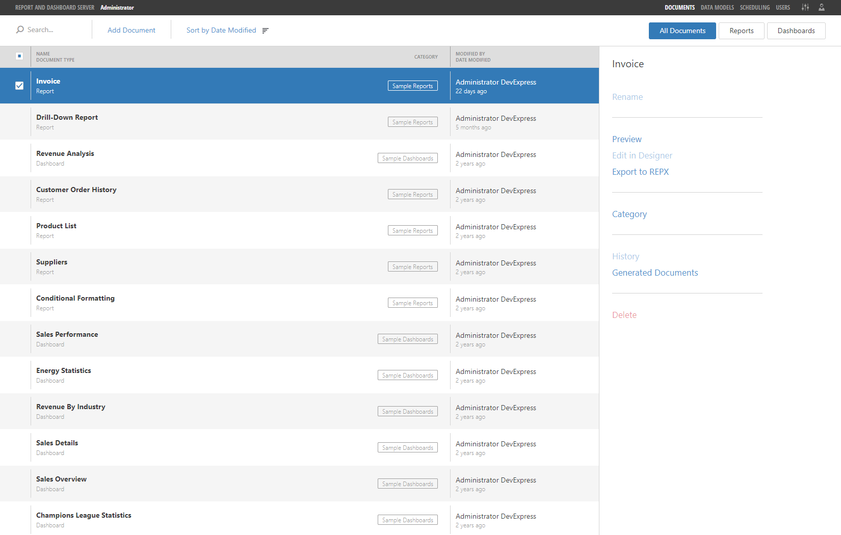 DevExpress Report and Dashboard Server