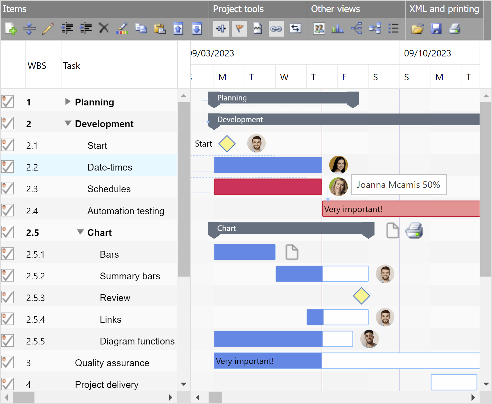 DlhSoft Gantt Chart Hyper Library for HTML5 Standard Edition