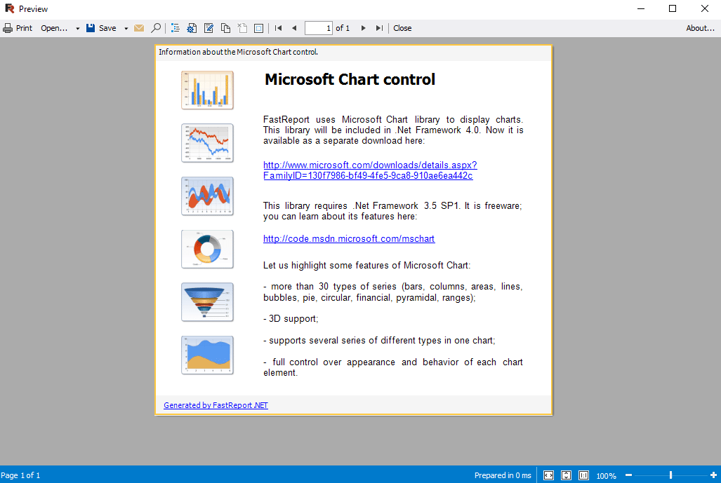 FastReport .NET の主な機能