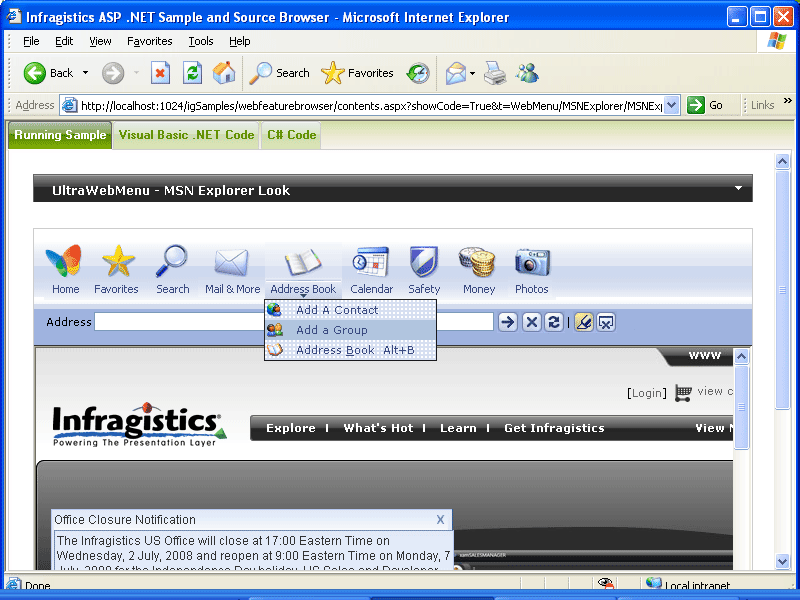 Infragistics NetAdvantage for Web Client
