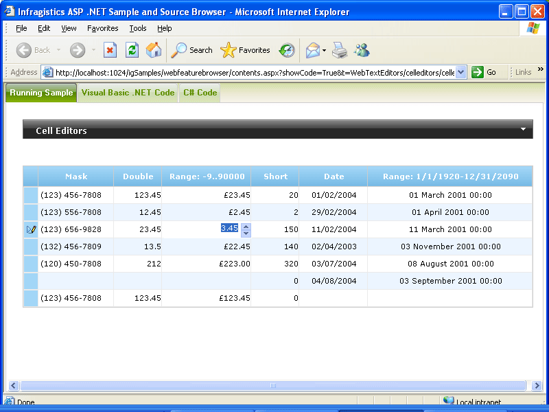 Infragistics NetAdvantage for Web Client