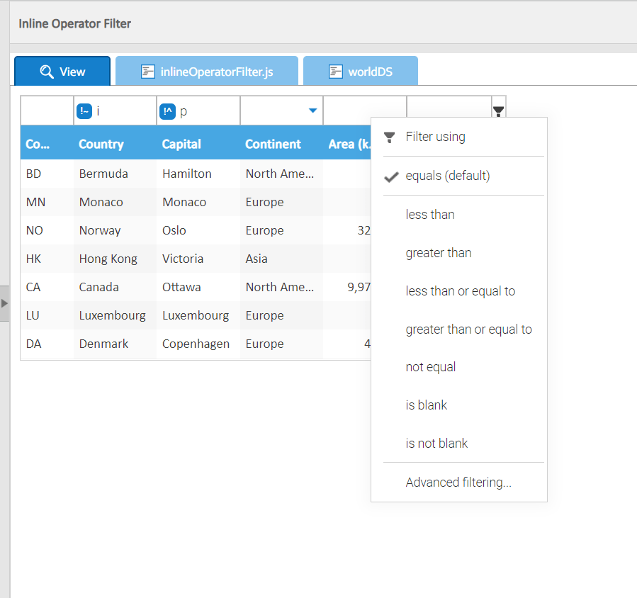 Advanced in-grid filtering, sorting, grouping, highlighting.