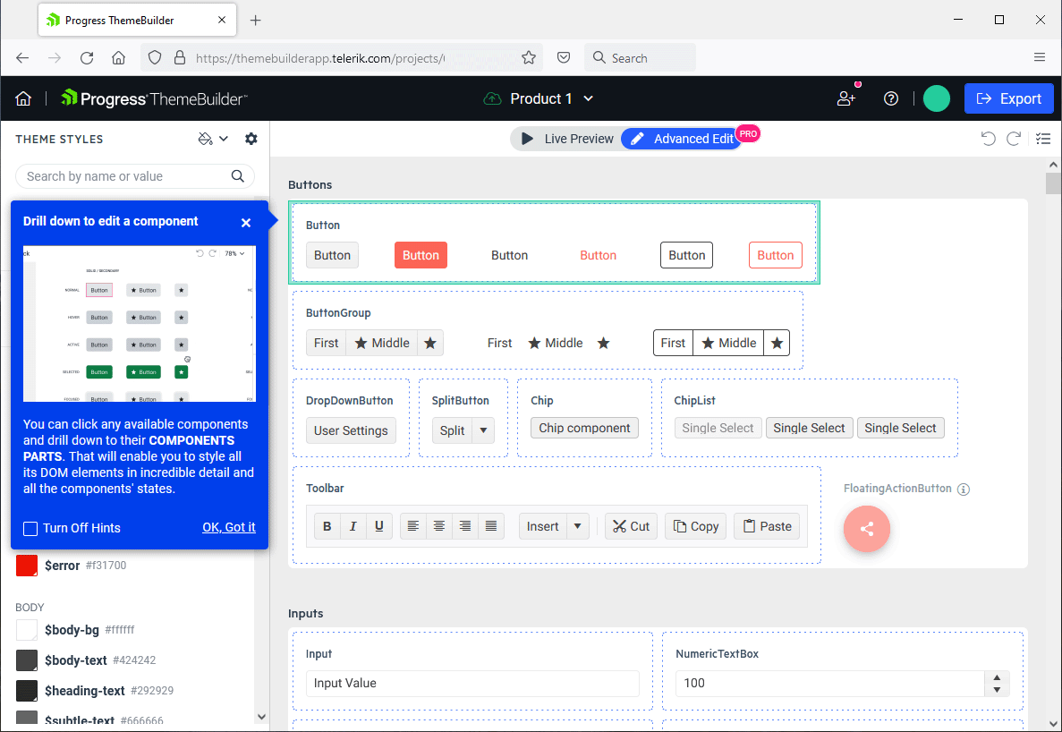 Progress ThemeBuilder