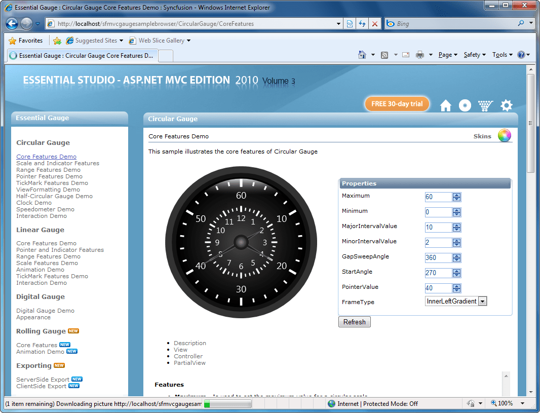 Syncfusion Essential Gauge for ASP.NET MVC Syncfusion Essential Gauge for ASP.NET MVC