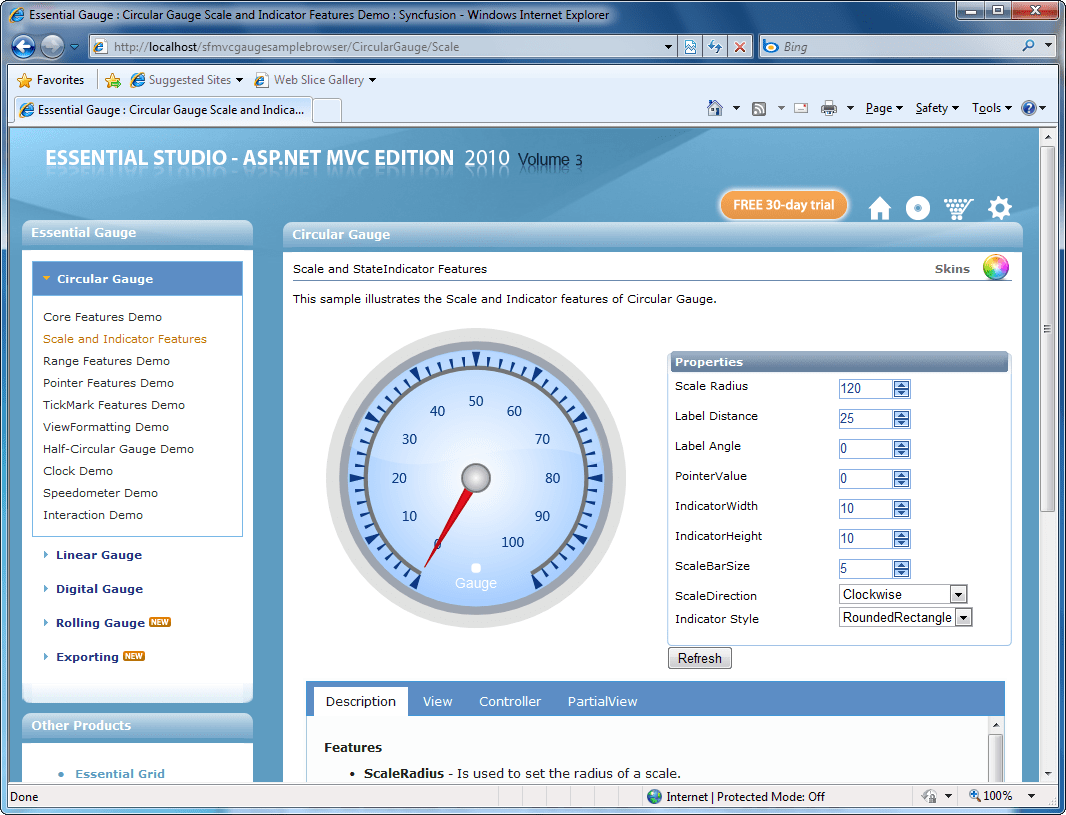 Syncfusion Essential Gauge for ASP.NET MVC Syncfusion Essential Gauge for ASP.NET MVC