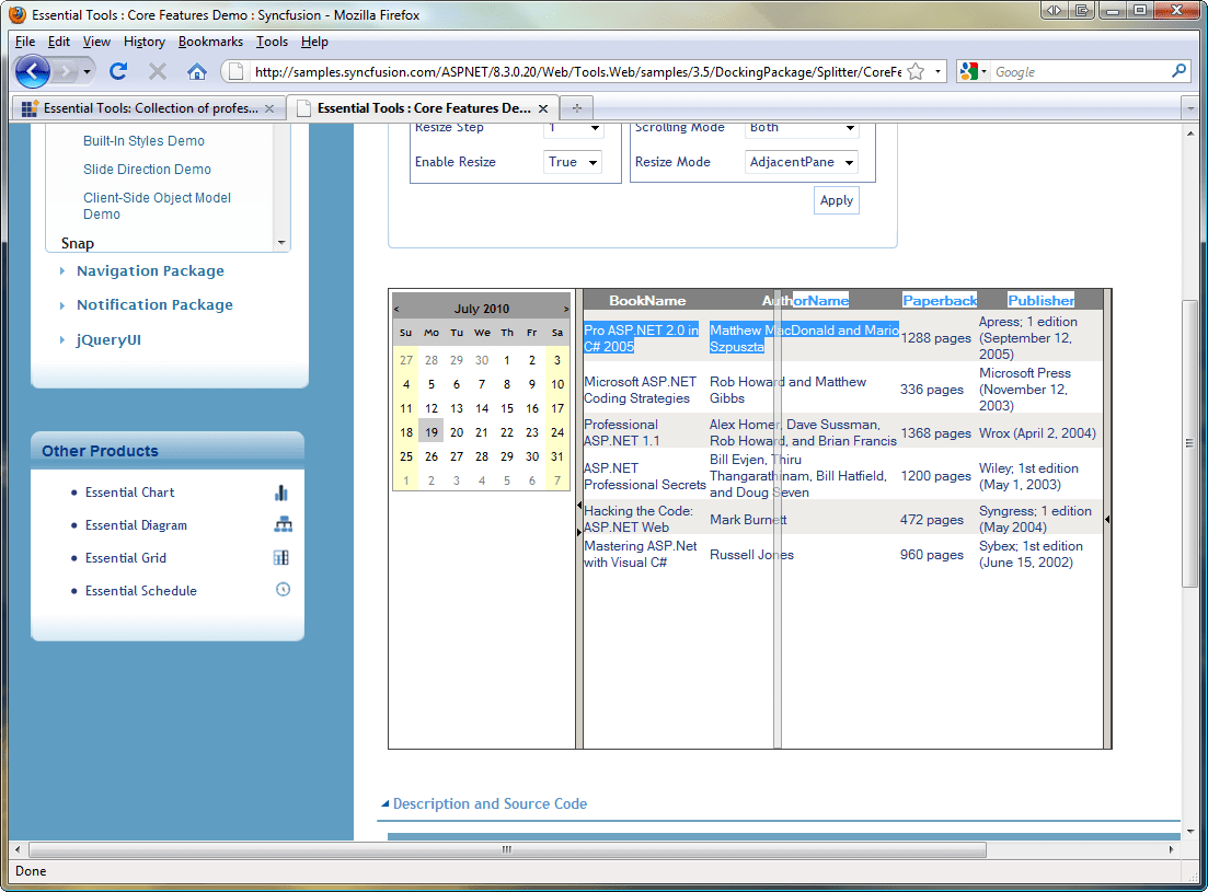 Syncfusion Essential Tools for ASP.NET