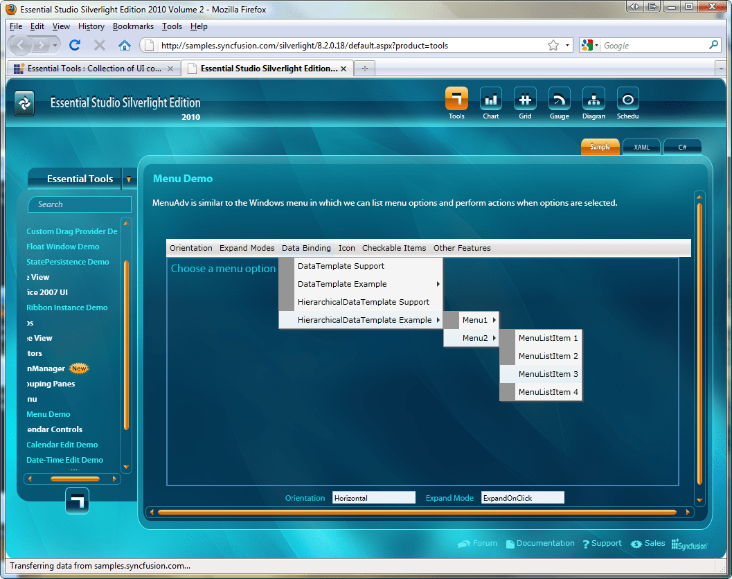 Syncfusion Essential Tools for Silverlight