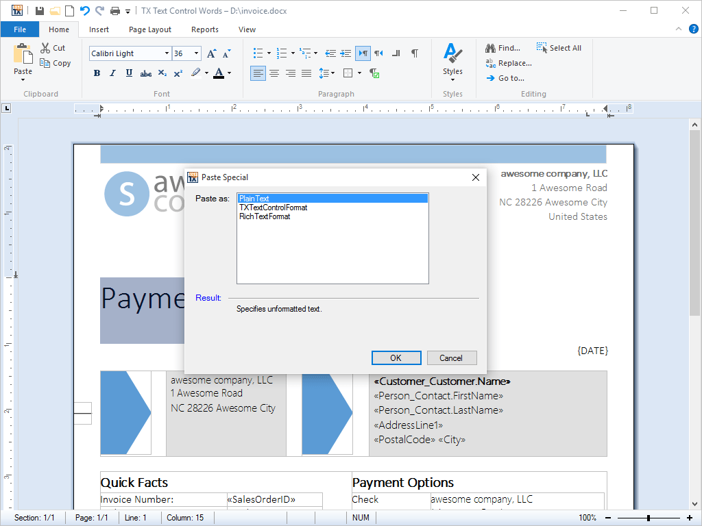 TX Text Control .NET for Windows Forms Professional