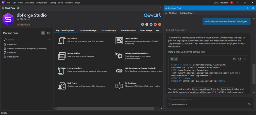 dbForge AI Assistant