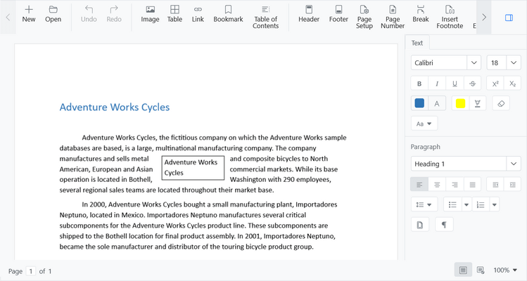 關於 Syncfusion Essential Studio DOCX Editor SDK