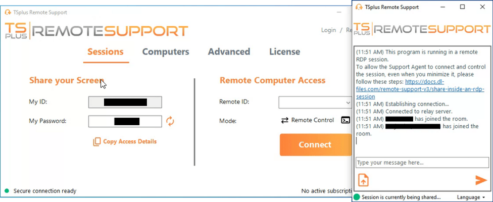 TSplus Remote Support のライセンス