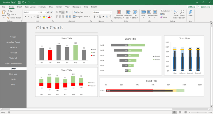 Pine BI Excel Add-In のスクリーンショット