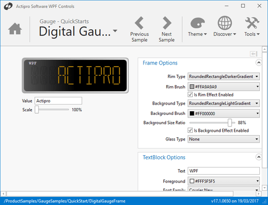 Actipro Gauge For Wpf(英語版) のスクリーンショット